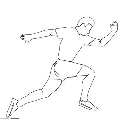 Dibujo de línea continua de hombre corriendo Vector Premium