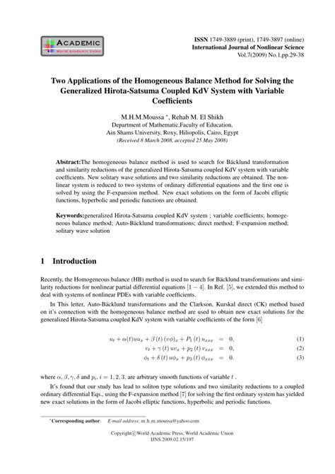 pdf two applications of the homogeneous balance method for solving the generalized hirota