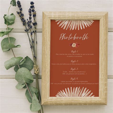 Affiche Photobooth Mariage Terracotta Fleuri La Fille Au Noeud Rouge