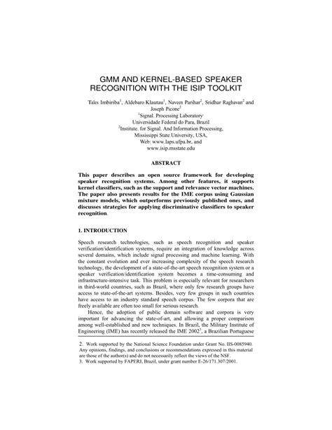pdf gmm and kernel based speaker recognition with the isip toolkit