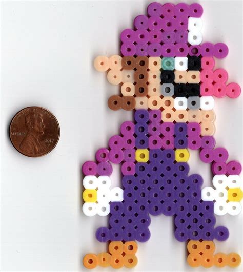 Waluigi Super Mario Bros Maker Costume Bead Sprite Perler Pixel Art