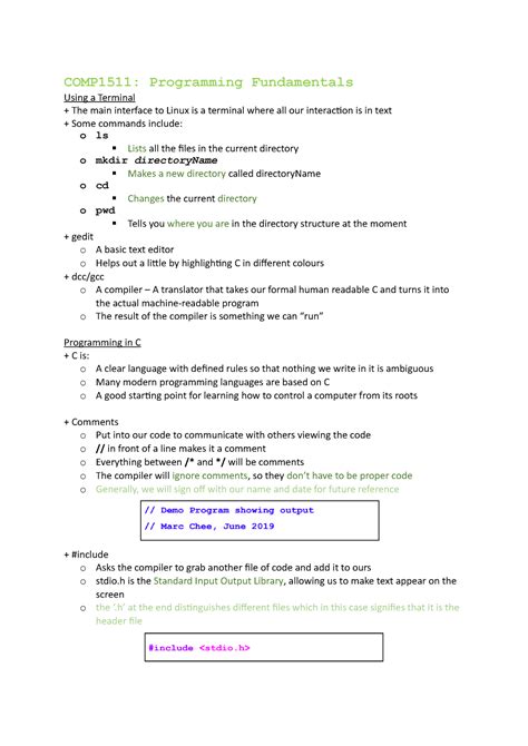 comp1511 programming fundamentals lecture notes comp1511 programming fundamentals using a