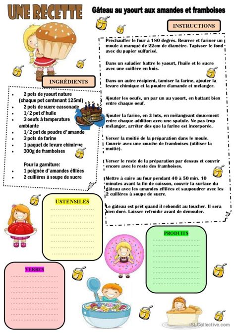 Une recette Français FLE fiches pedagogiques pdf doc