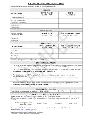 Fillable Online Bcd Oregon BUILDING PROGRAM DATA REQUEST FORM Oregon