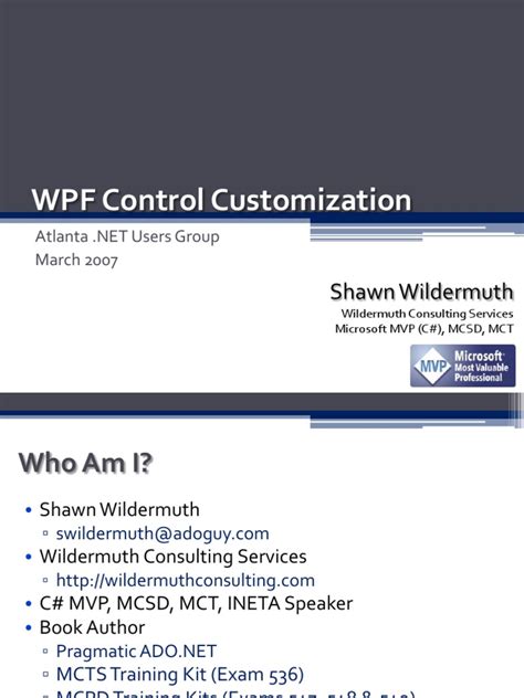 wpf control customization shawn wildermuth download free pdf extensible application markup