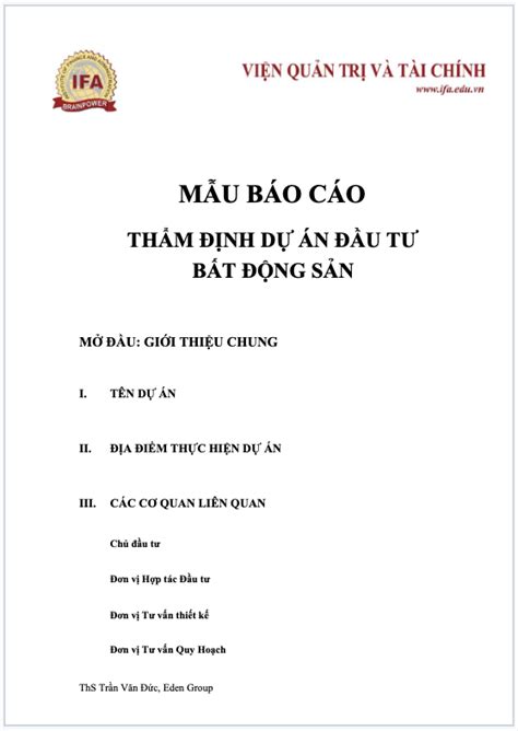 10 Mẫu báo cáo dự án đầu tư và thẩm định dự án đầu tư đáng tham khảo