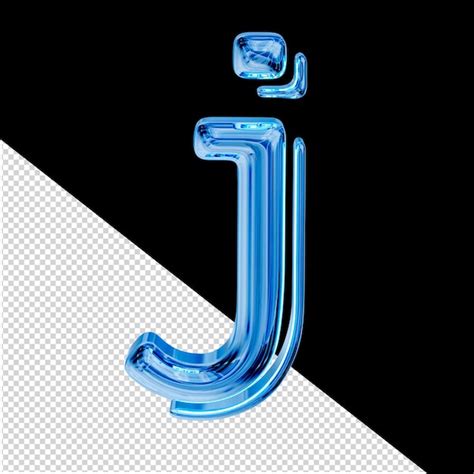 Letra j do símbolo 3d do gelo azul PSD Premium