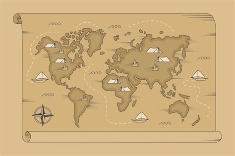 Ilustración de mapa del mundo dibujado a mano Vector Gratis