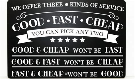 GOOD FAST CHEAP Pick Any Two A Simple Business Axiom Can Lead To