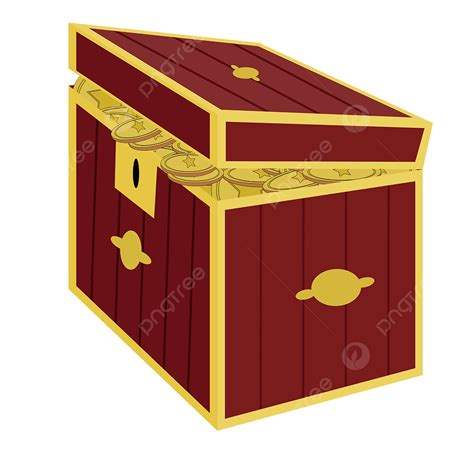 Treasure Chest Vector Art PNG Yellow Brown Gold Coin Treasure Chest