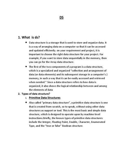 primitive data structures 2 types of data structure pdf data type data structure