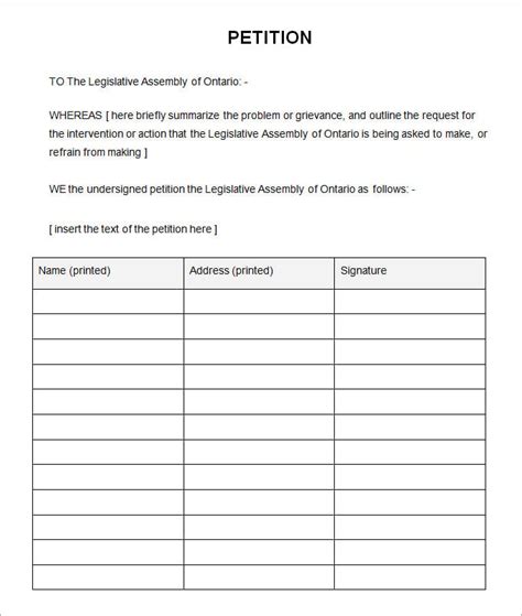 Petition Sample Template