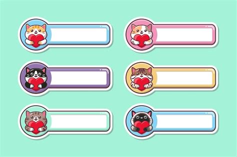 Premium Vector Cute Cat Sticker Label Name Tag