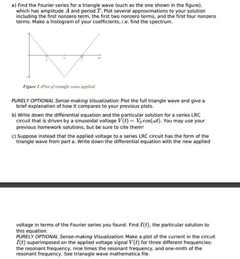 solved find the fourier series for a triangle wave such as the one shown in the figure which