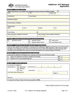 Fillable Online Casa Gov Form Application Additional Atc Rating S