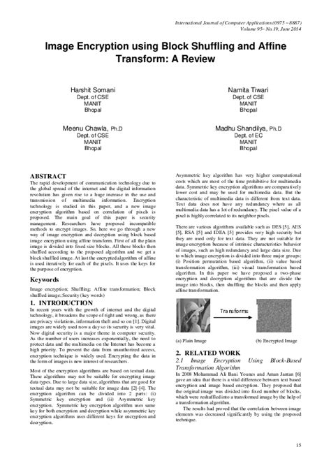 pdf image encryption using block shuffling and affine transform a review meenu chawla
