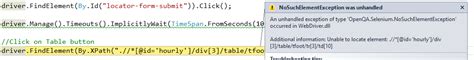 Selenium Error No Such Element Exception When Using ImplicityWait