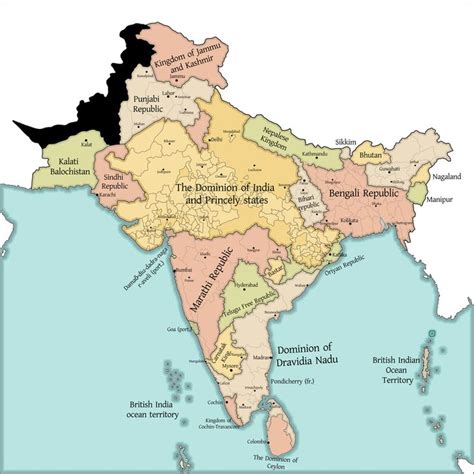 Map Of The Indian Subcontinent C 1995 India Fell Into Chaos TL