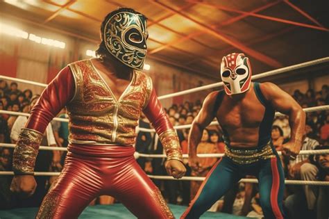 Dos Luchadores De Lucha Libre En El Ring Foto Premium