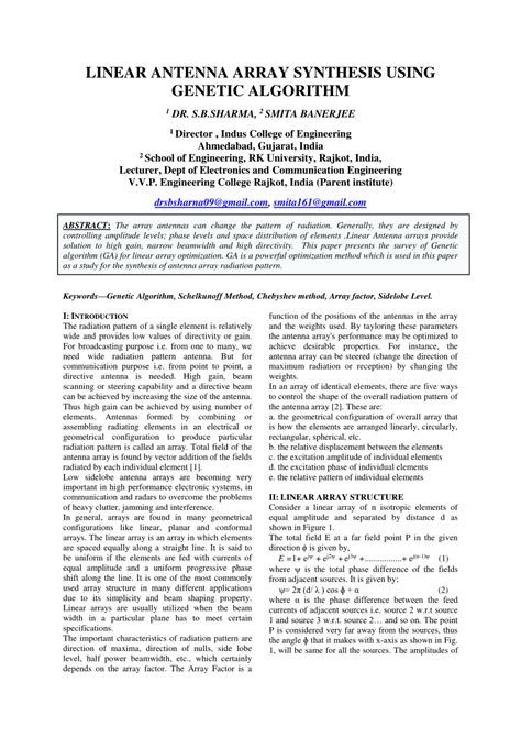 pdf linear antenna array synthesis using genetic algorithm