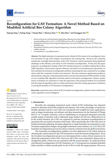 pdf reconfiguration for uav formation a novel method based on modified artificial bee colony