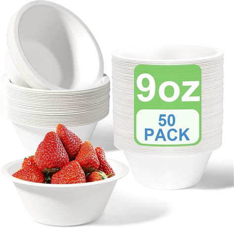 GREENESAGE 50 Pack Paper Bowls Disposable Bowls 9oz Eco Friendly