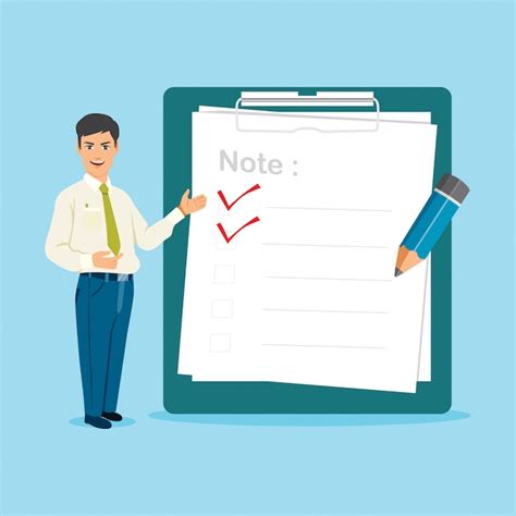 Premium Vector Businessman With Big Clipboard And Checklist Vector