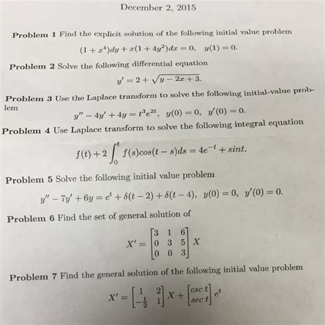 solved find the explicit solution of the following initial