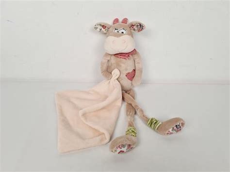 Doudou peluche grande vache et son mouchoir La Galleria Label Emmaüs