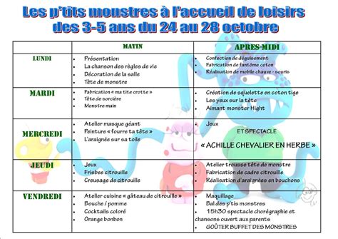 Le centre de loisirs d YERVILLE Programme des activités pour l accueil
