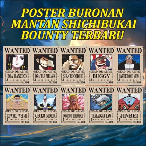 Jual Poster Bounty Poster Buronan One Piece Full Mantan Shichibukai