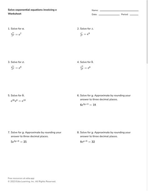 Solved Unit Worksheet Solve Exponential And Logarithmic