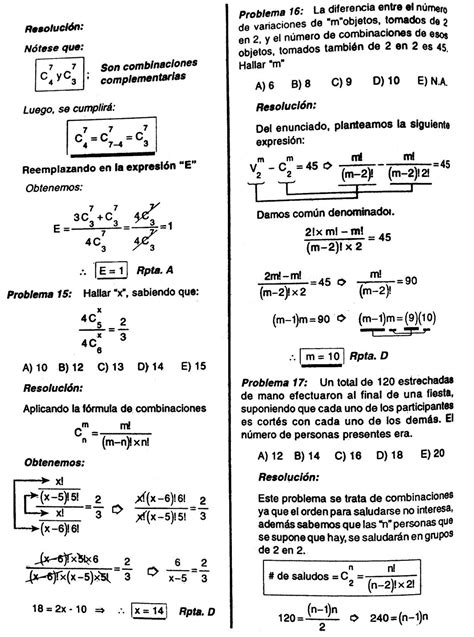 15 ejercicios resueltos de análisis combinatorio variaciones permutaciones combinaciones