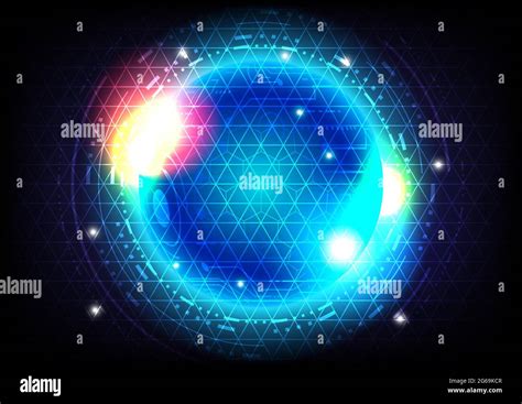 Futuristic Sci Fi Glowing Hud Circle And Sphere Blue And Red Light