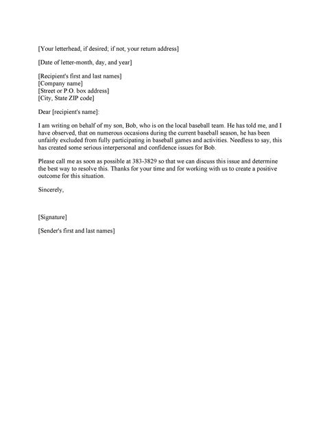 Sample Letter To Hr About Unfair Treatment