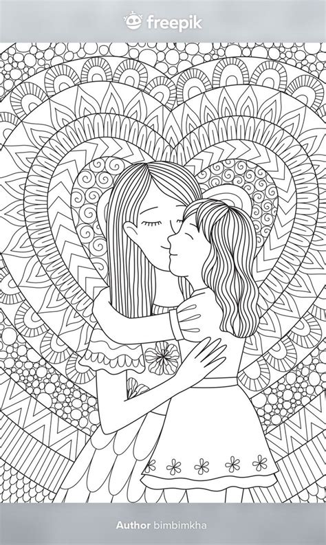 Madre E Hija Con Fondo De Corazones Vector Premium Libri Da