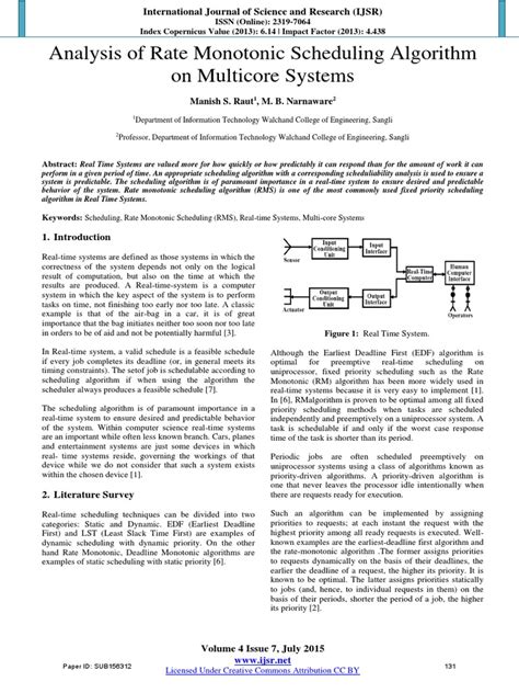 analysis of rate monotonic scheduling algorithm on multicore systems pdf scheduling