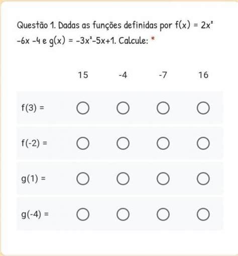 Dadas as funções definidas por f x 2x² 6x 4 e g x 3