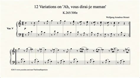Mozart Variations On Ah Vous Dirai Je Maman K E