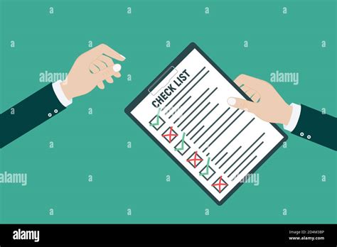 Vector Clipboard With Green Tick And Red Crosses Flat Design Clip
