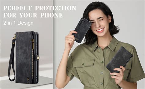 Kowauri Wallet Case For Samsung Galaxy S24 Zipper Purse Folio Leather