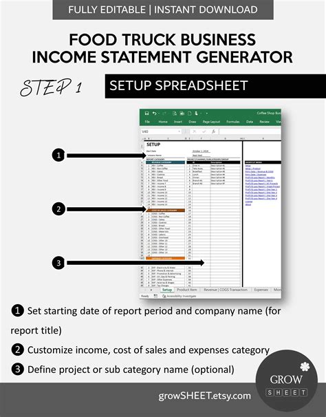 Food Truck Business Income Statement Generator Automated Profit Loss