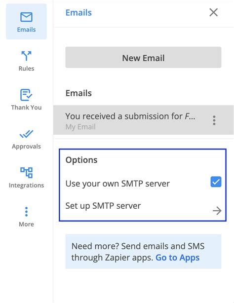 send emails through your own smtp server 123formbuilder
