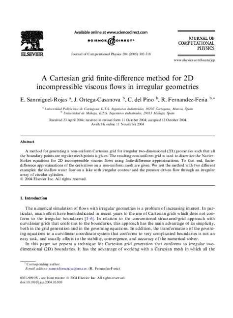 pdf a cartesian grid finite difference method for 2d incompressible viscous flows in irregular