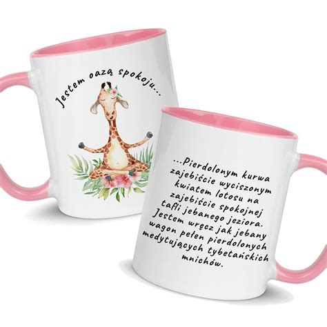 Kubek ceramiczny Różowy Prezent JESTEM OAZĄ SPOKOJU Wzory 330 ml
