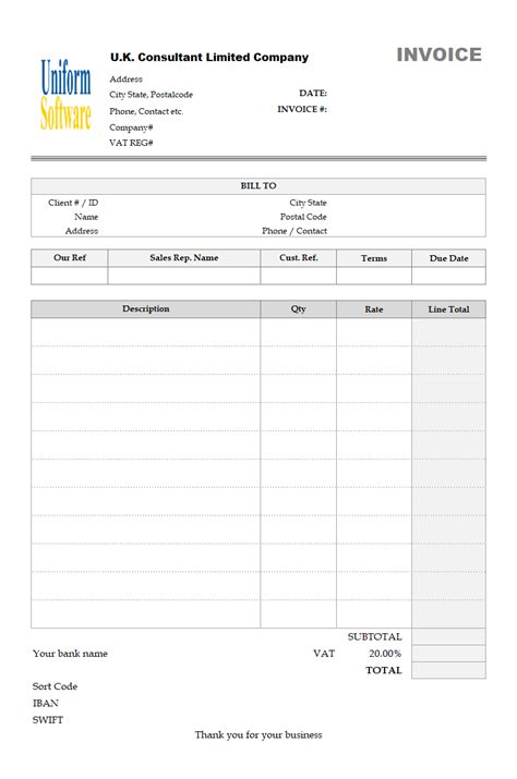 Business Invoice Template Uk Parahyena