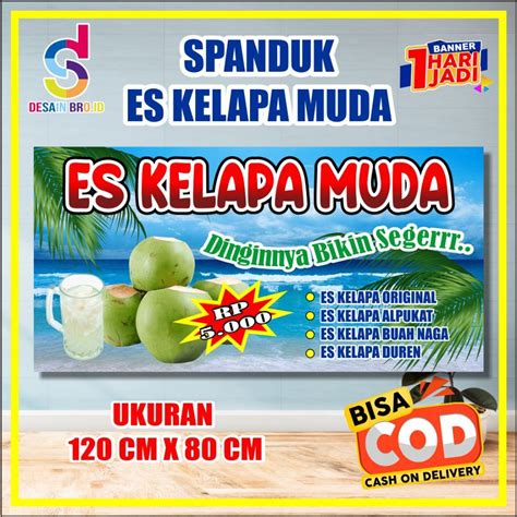 Jual BANNER SPANDUK ES KELAPA MUDA BISA CUSTOM UKURAN 120X80 CM