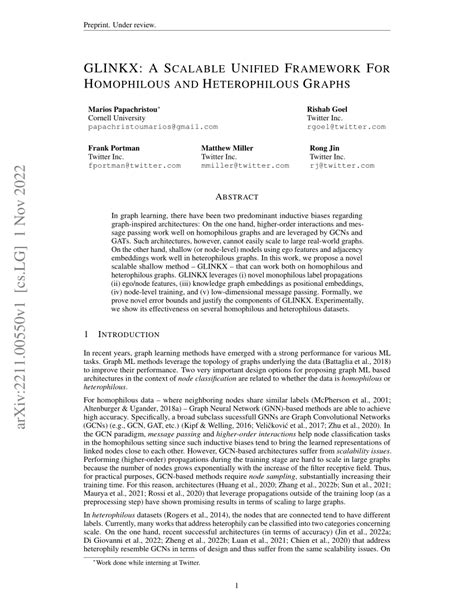pdf glinkx a scalable unified framework for homophilous and heterophilous graphs