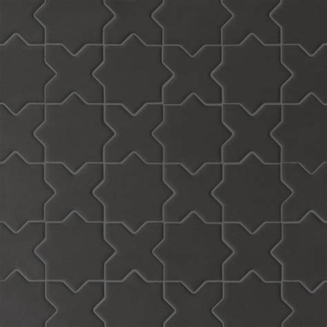 Cross Star Matte Porcelain Mosaic Tile In Black Porcelain Tile Le