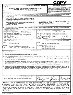 Fillable Online Pbadupws Nrc Form For Use With Depleted Uranium